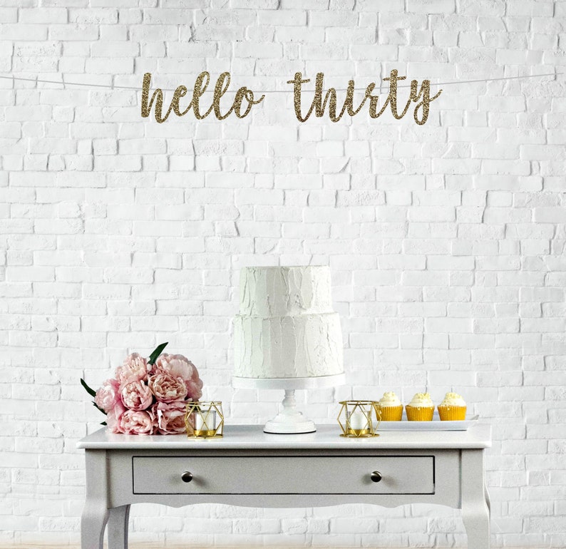 Hello Thirty Glitter Banner 30th Birthday Banner 30 Years - Etsy