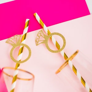 Diamond Ring Paper Straw, Bachelorette Party, Bridal Shower, Last Hoe ...