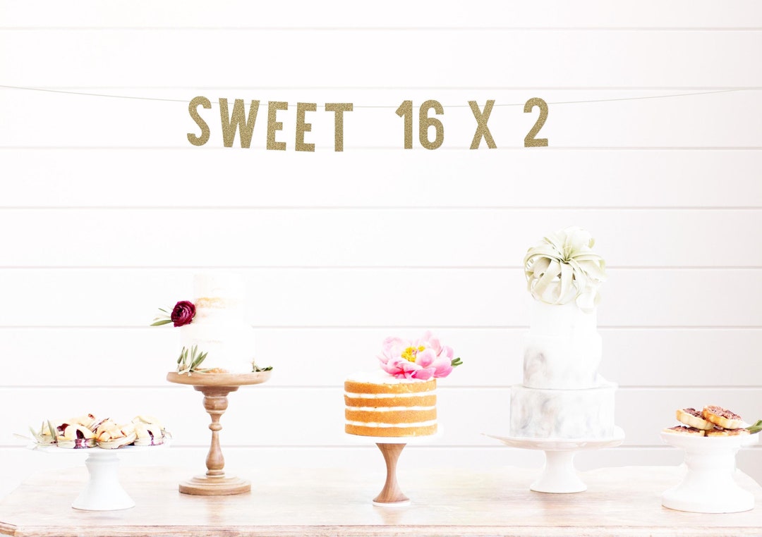 Sweet 16 X 2 Banner | 32nd Birthday Banner | Funny Birthday Decorations ...