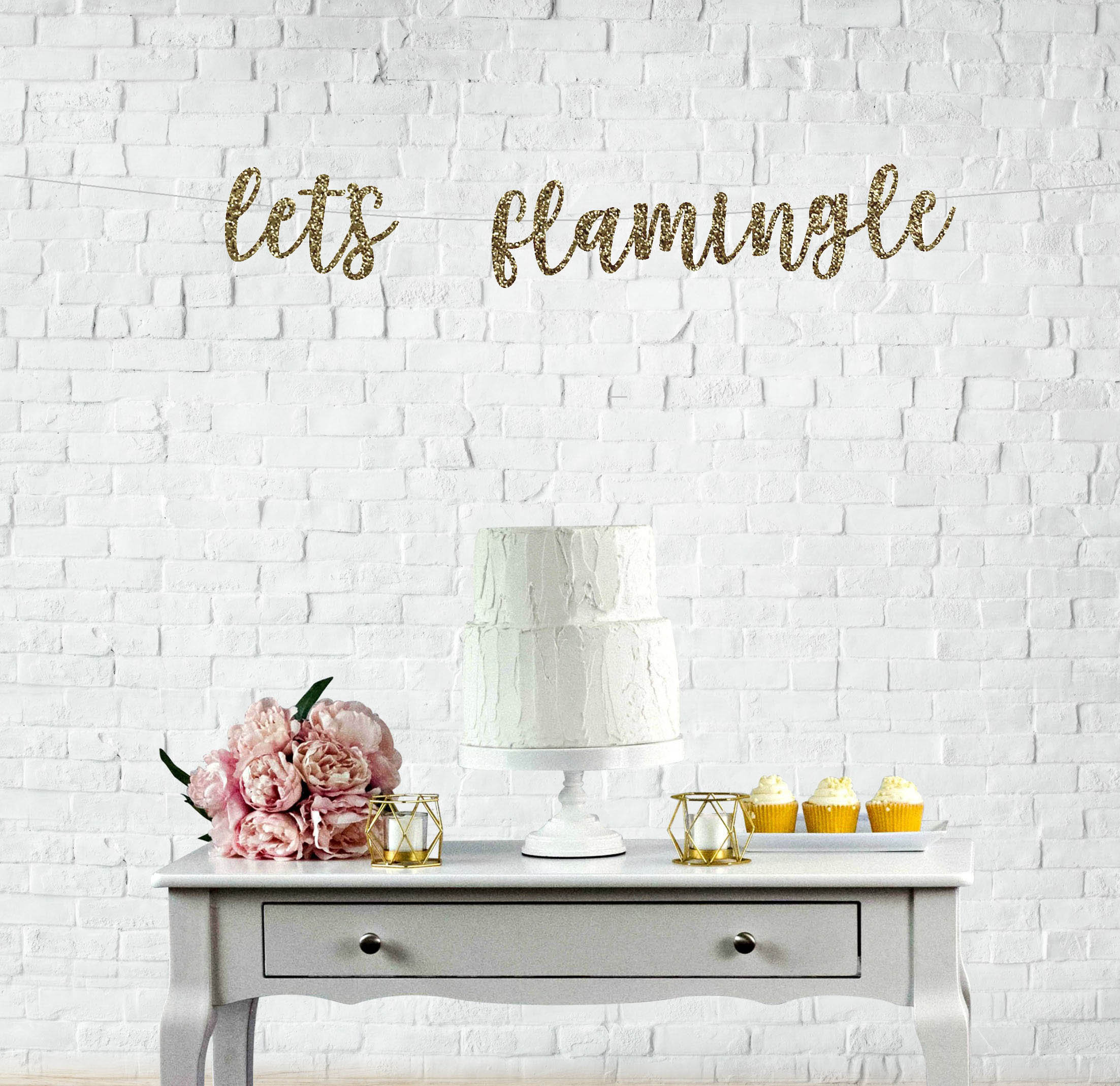 Let's Flamingle Glitter Banner Flamingo Party Banner | Etsy