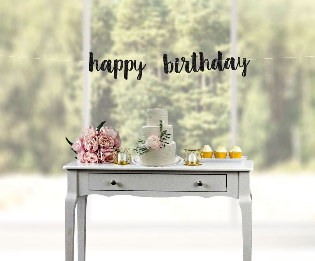 Happy Birthday Banner, Happy Birthday Sign, Party Banner, Cursive ...