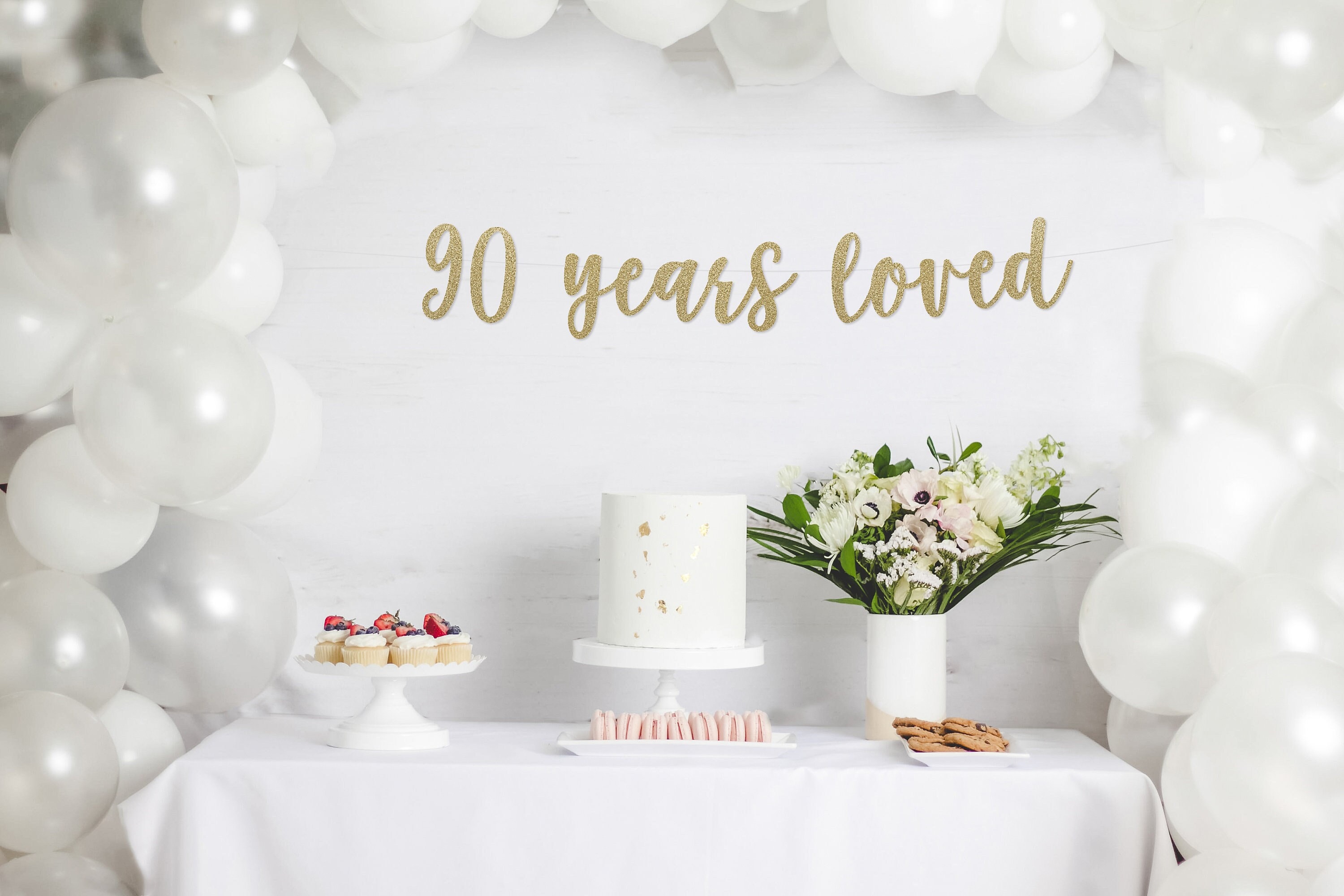 90 Years Loved 90th Birthday Decoration Birthday Banner - Etsy