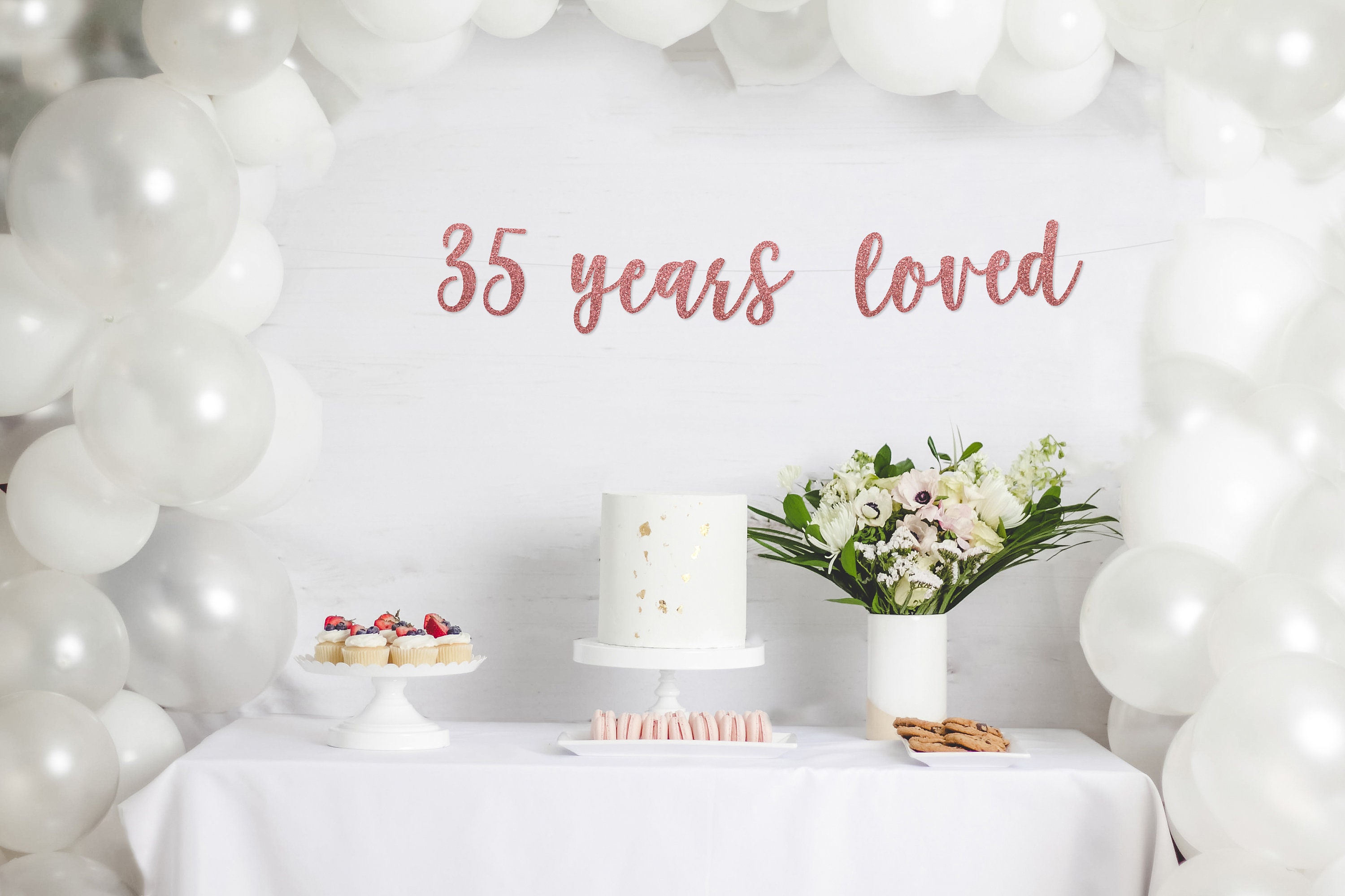 35 Years Loved Banner, 35th Birthday Party, 35th Anniversary, 35th ...