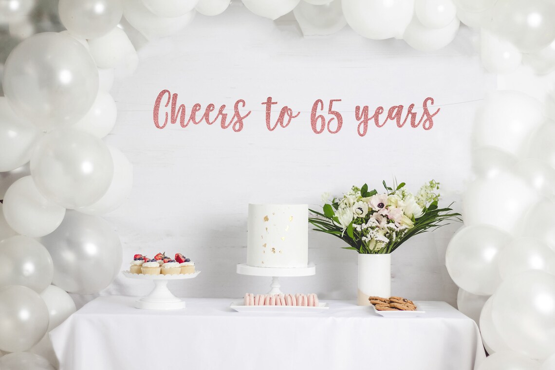 Cheers to 65 Years, 65 Years Blessed Banner, 65th Birthday Banner, 65th ...