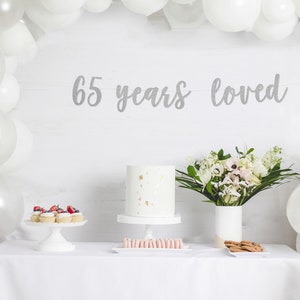 65 Years Loved Banner, 65th Birthday Banner, Birthday Banner, Glitter ...