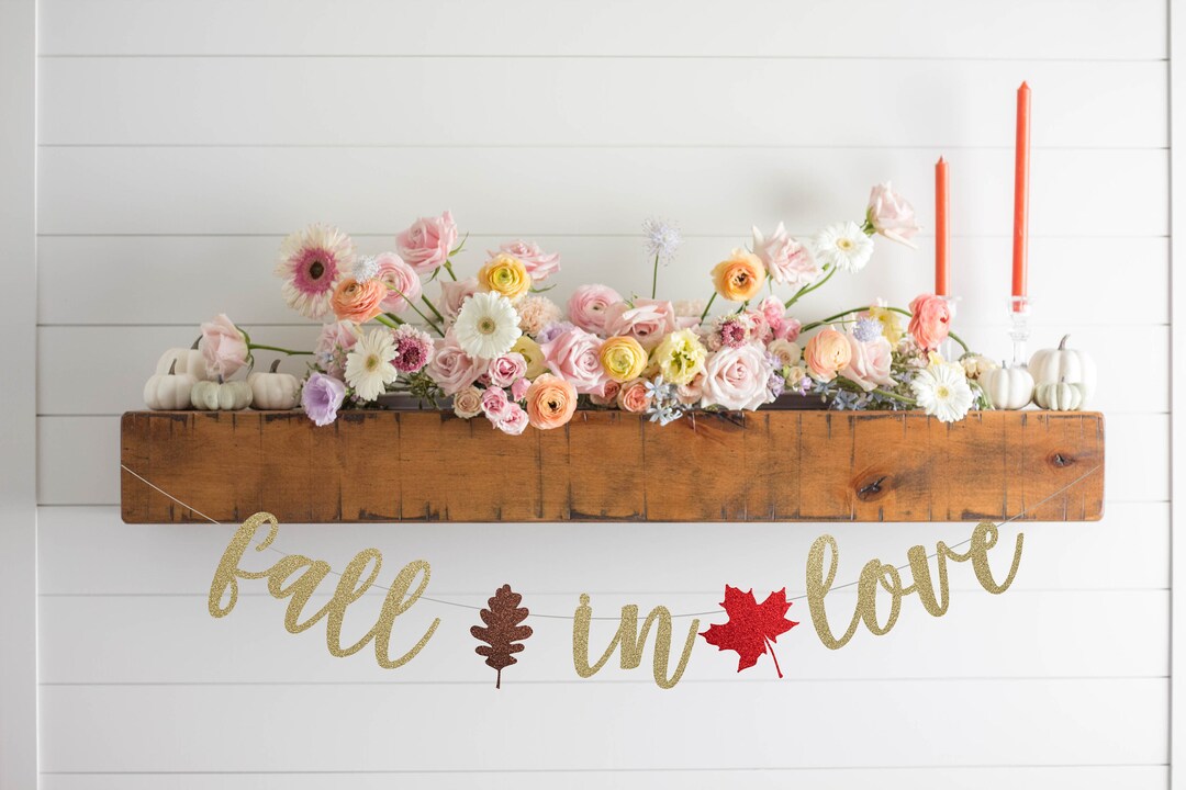 Fall in Love Banner, Autumn Banner, Fall Bridal Shower, Fall Wedding ...
