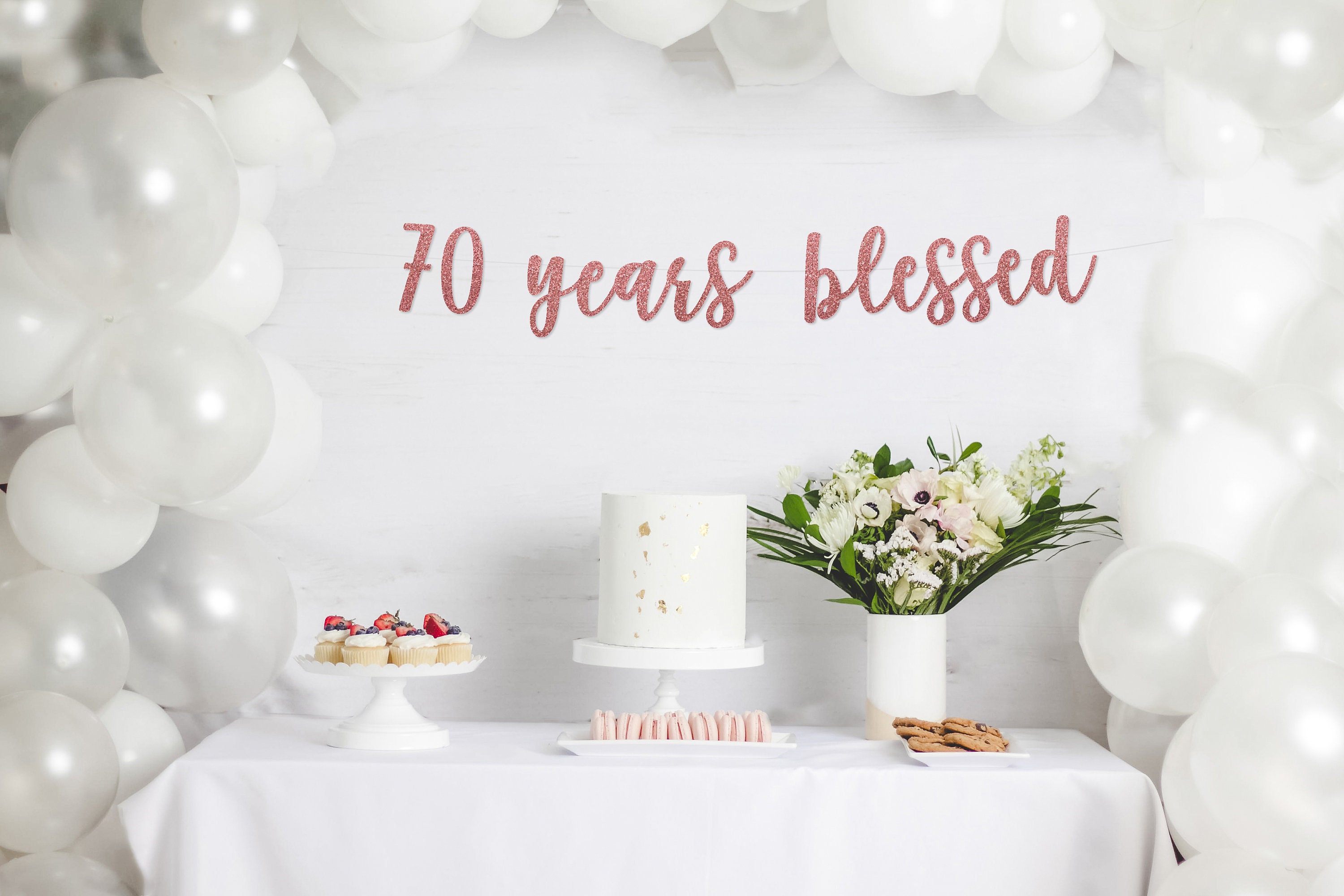 70 Years Blessed, 70th Birthday Decoration, Birthday Banner, 70th ...
