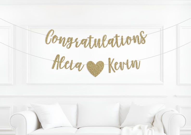 Congratulations Banner With Custom Names, Engagement Party Decor, Party ...