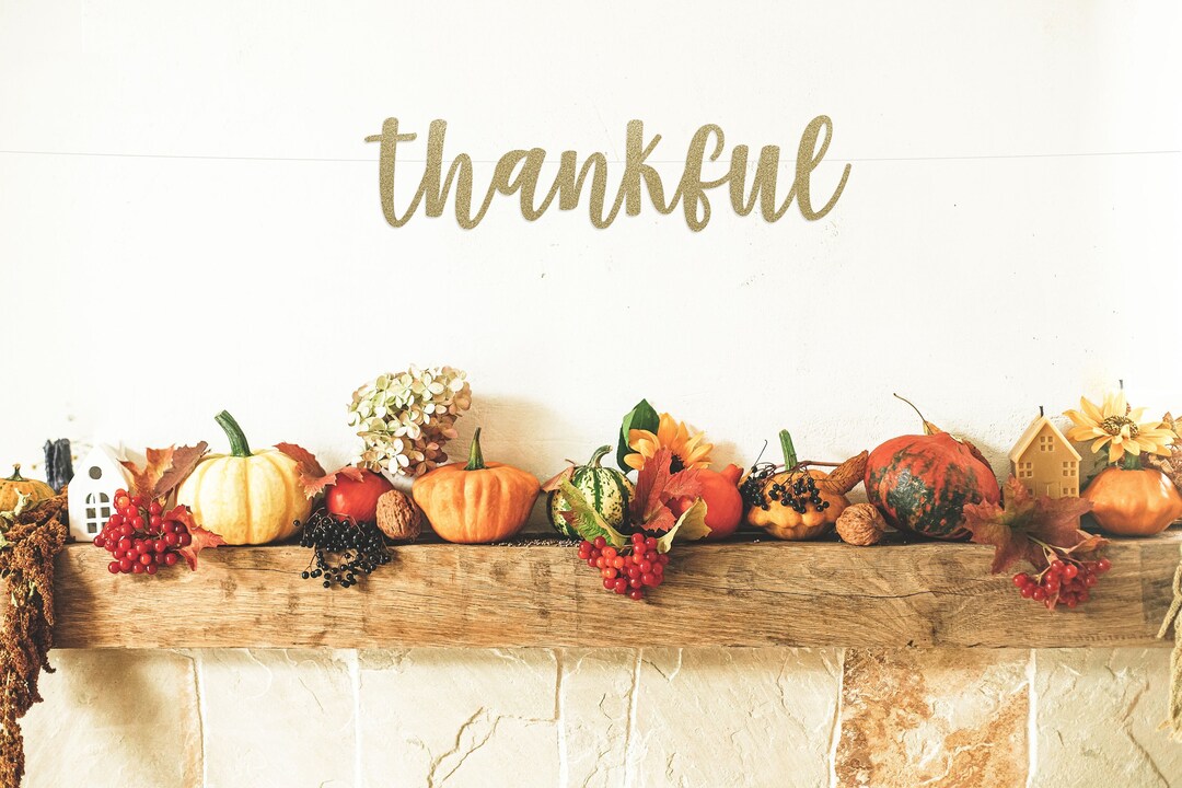 Thankful Banner Thanksgiving Banner Fall Decorations Thanksgiving Sign ...