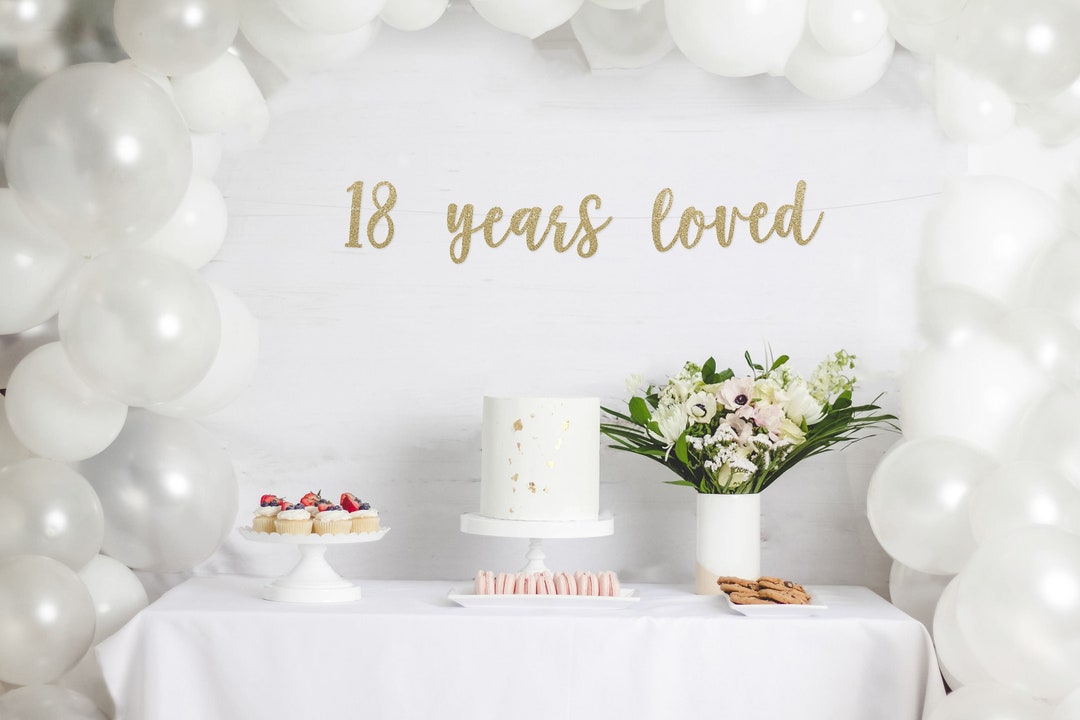 18 Years Loved Glitter Banner | 18th Birthday Party | Birthday Banner ...