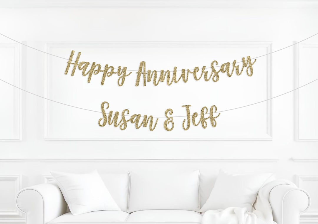 Happy Anniversary Banner, Personalized Banner, Custom Anniversary Sign ...