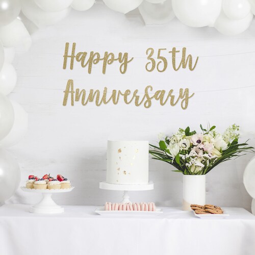 Cheers to 35 Years Banner 35th Wedding Anniversary Party - Etsy