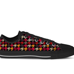 Houndstooth Pattern Shoes Women's Sneakers With Colorful Houndstooth ...