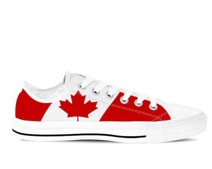 Canada Canadian Flag Men's Custom Canvas Sneakers / Shoes Red/ White - Etsy