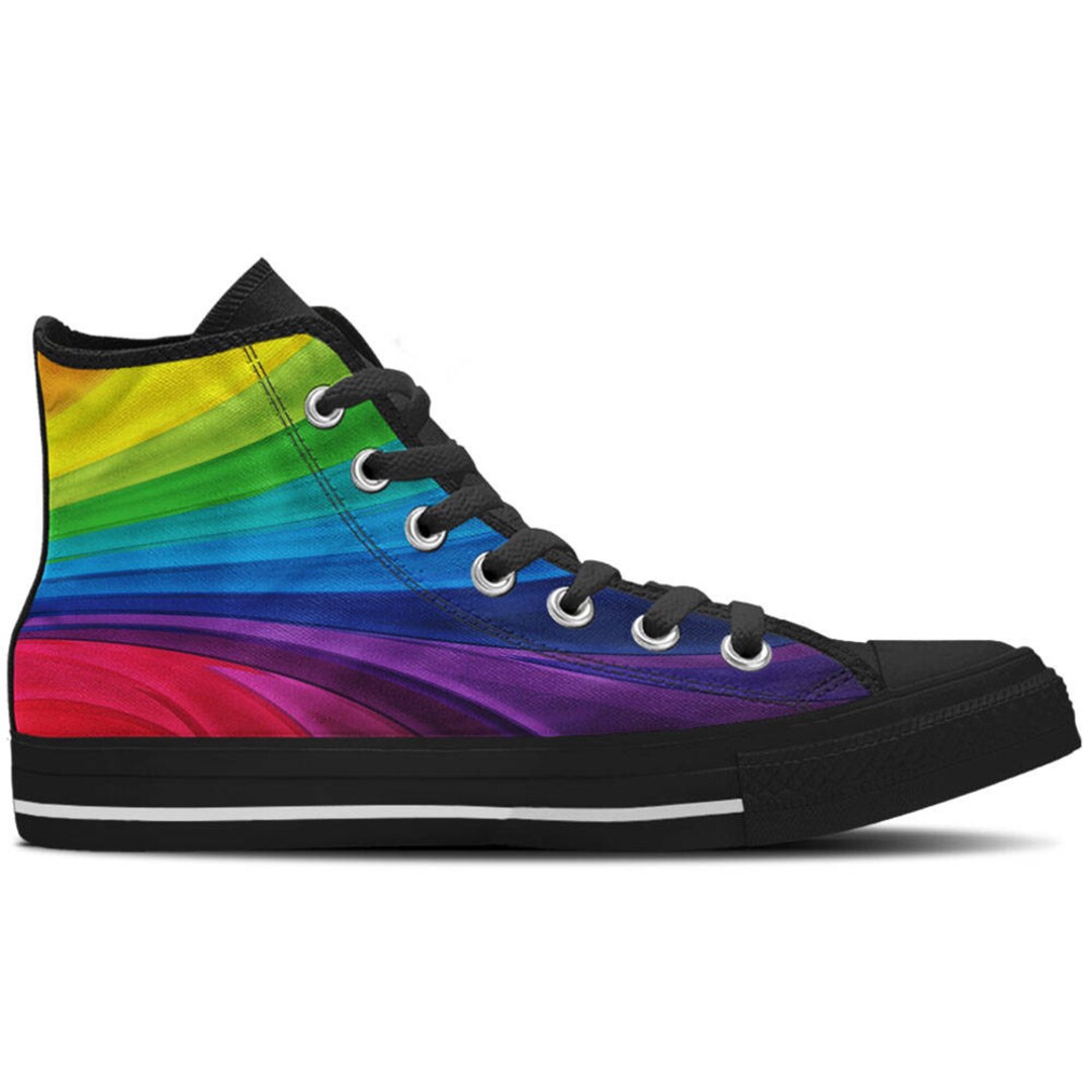 Rainbow Colors Men's High Top Sneakers / Custom Canvas Shoe Design - Etsy