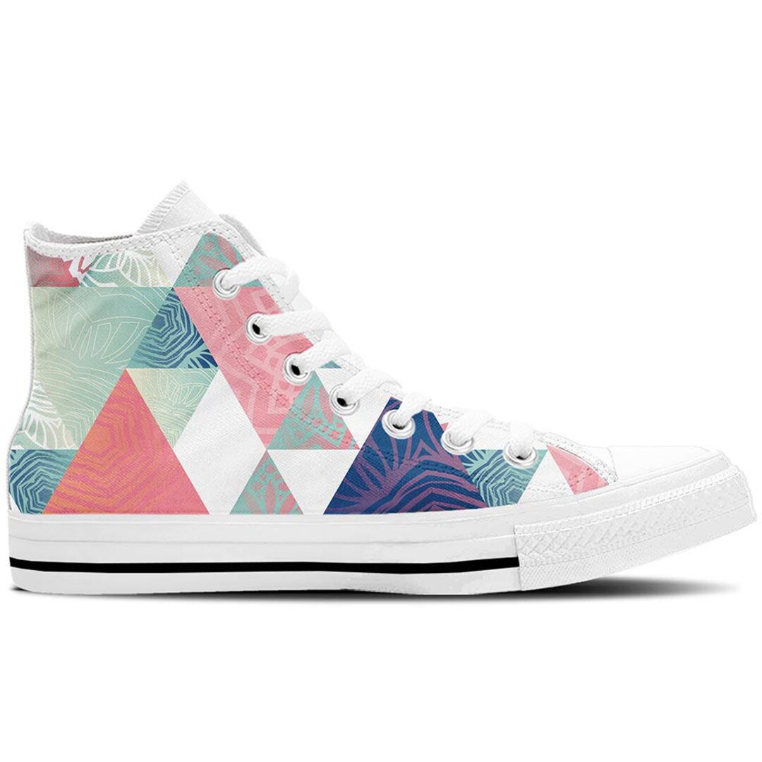 Triangle Art Women's High Top Sneakers white Version - Etsy