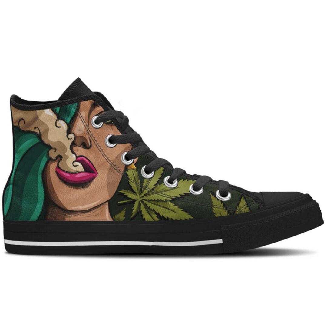 Weed Art 420 Women's High Top Sneakers / Custom Canvas Shoes black - Etsy