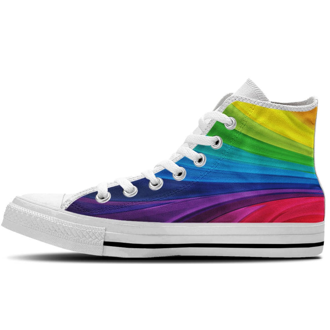 Rainbow Colors Men's High Top Sneakers / Custom Canvas | Etsy