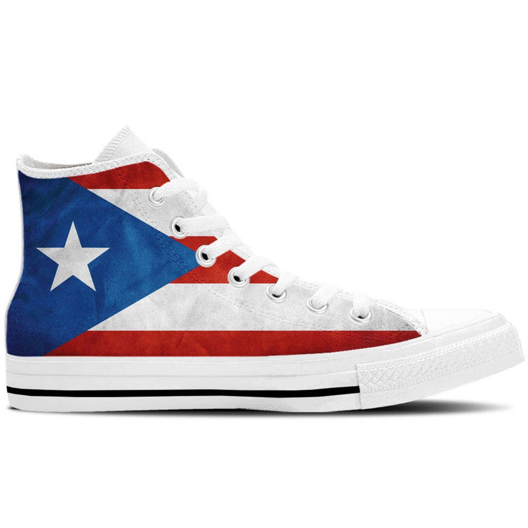 Puerto Rico Puerto Rican Men's High Top Sneakers, Canvas Shoes white ...