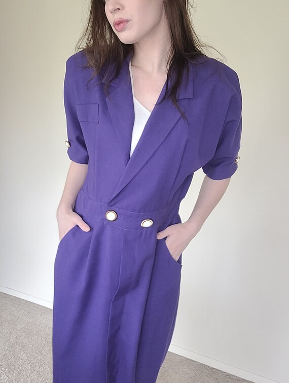 Vintage Retro 80s Purple Floral Dress / lavender / Gr… - Gem
