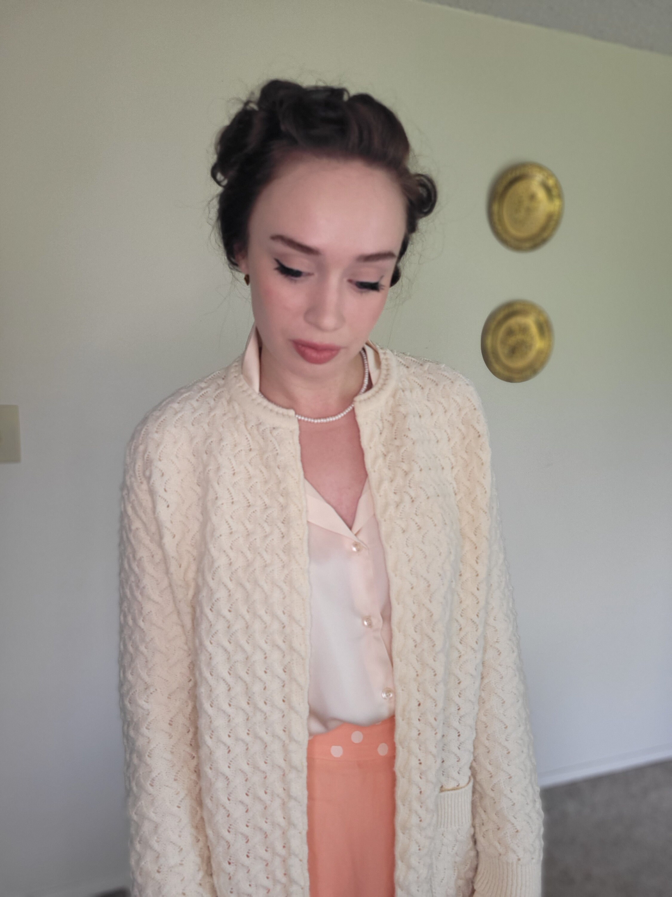 Vintage/ Retro/ Cuddle Knit Cream Color Sweater/ 60s Cuddle Knit Off ...