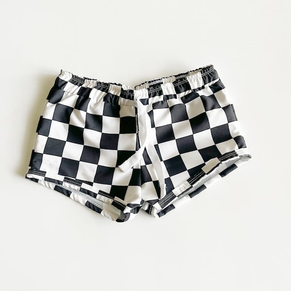 Black & White Checkered Shorts Boys - Etsy