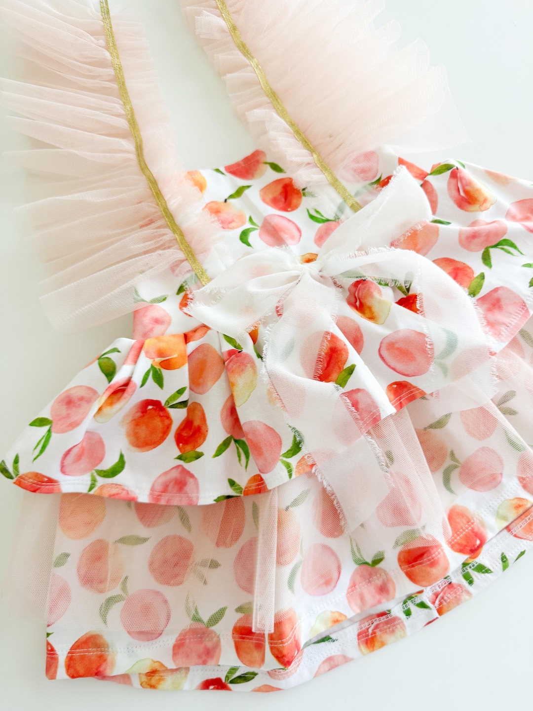 Girls One Sweet Peach Dress//peach Birthday Dress//baby Girl Tulle ...