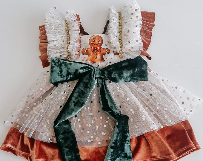 Gingerbread Christmas Dress//girls Christmas Dress// First Christmas ...