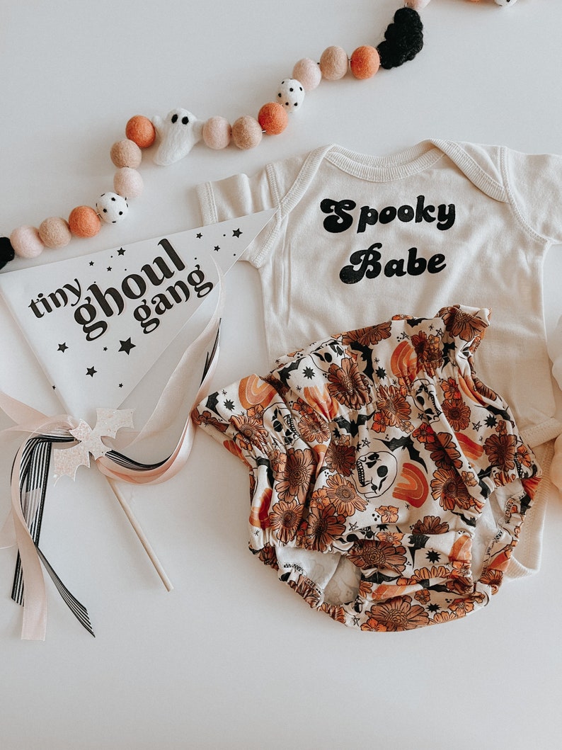Golden June Halloween Bummies//baby Girl Spooky Halloween Outfit//paper ...