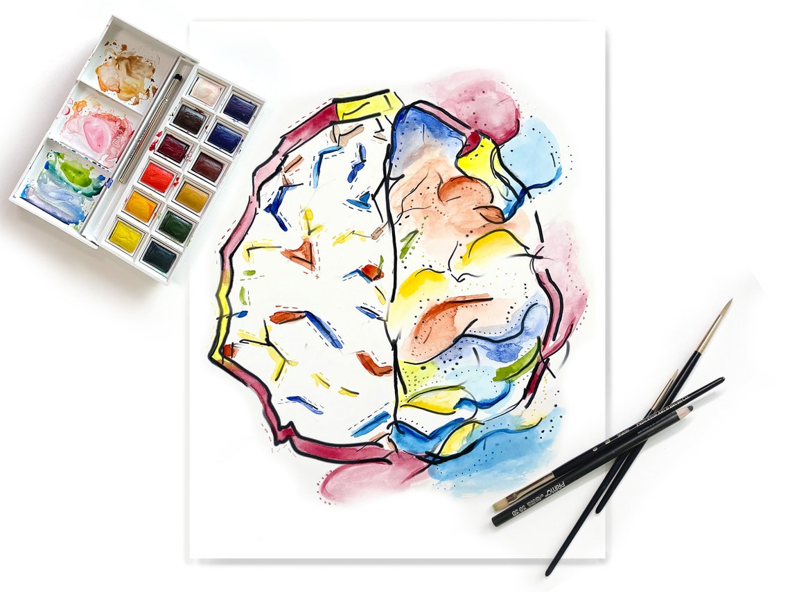 Mental Health Art Watercolor Brain Art Psychology Mind - Etsy New Zealand