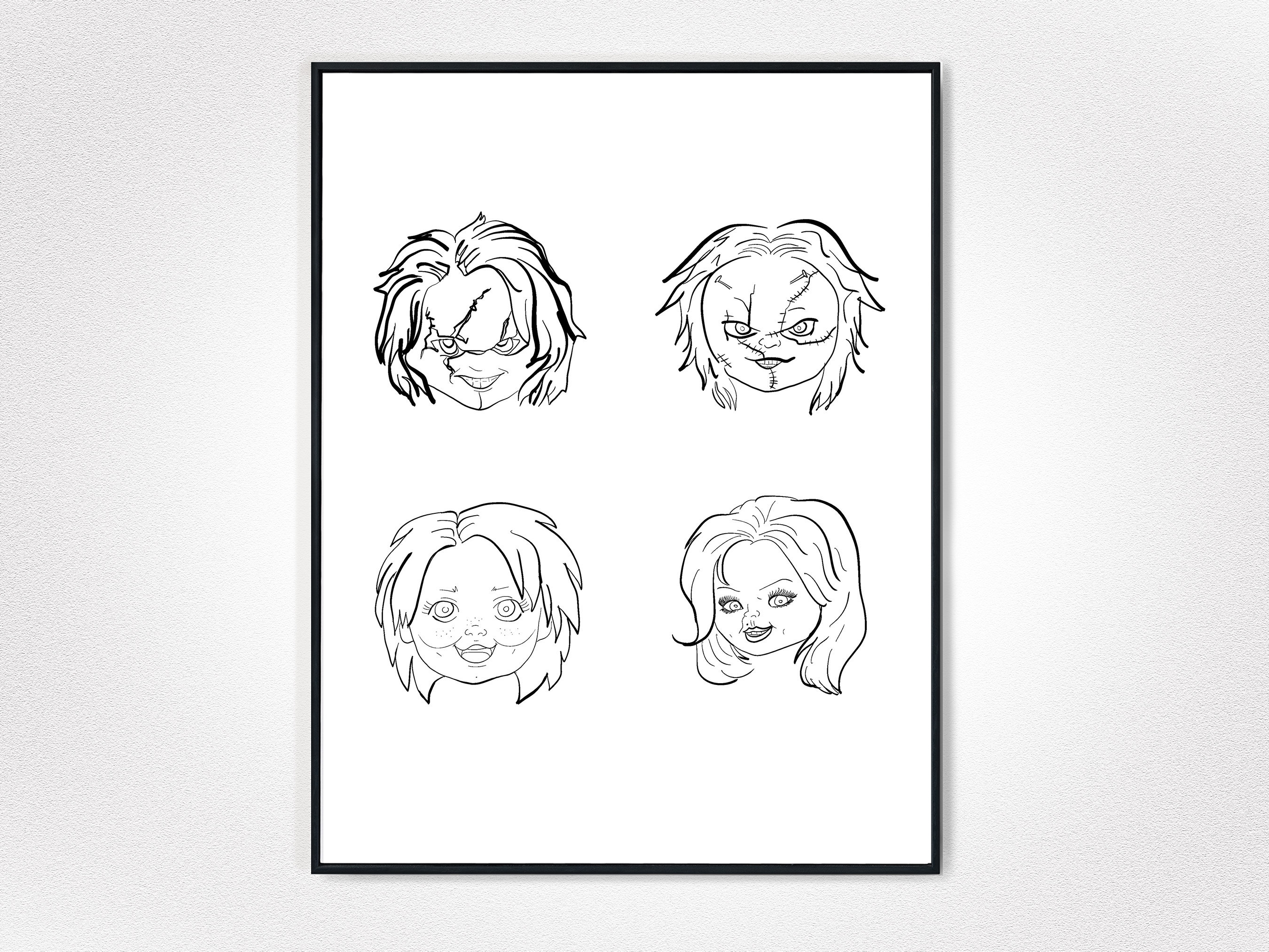 Chucky Doll Wall Art, Child's Play Art, Bride of Chucky Art, Chucky ...