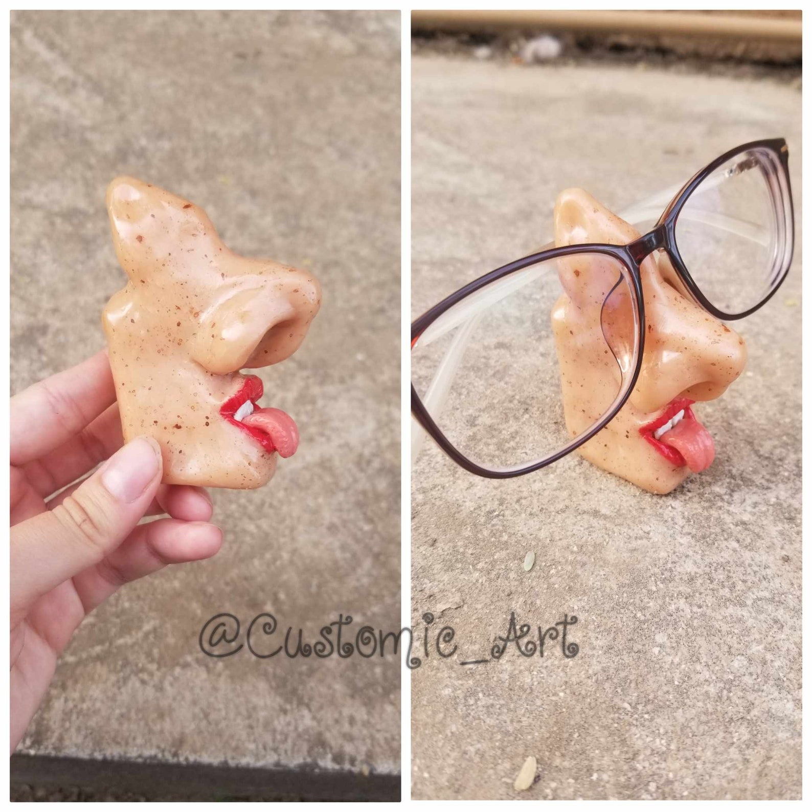 Nose Eyeglass Holder Glasses Stand Sunglasses Polymer Clay Nose Rings ...
