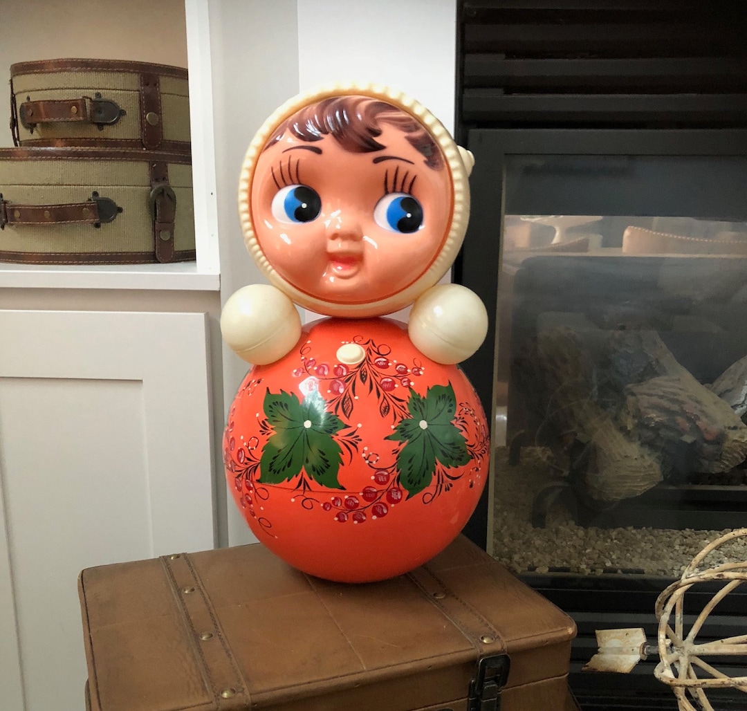 Vintage Roly Poly Doll/plastic Russian Doll/nevalyashka Roly Poly/red ...