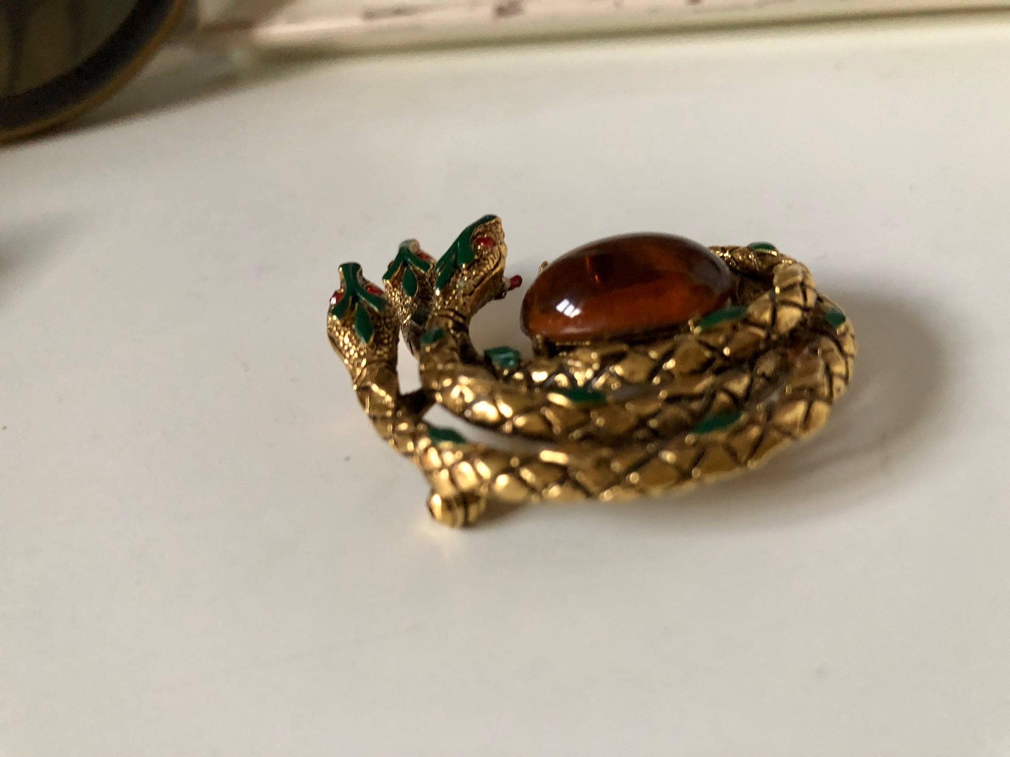 Vintage signed ART Snake serpent Brooch pin set | Etsy