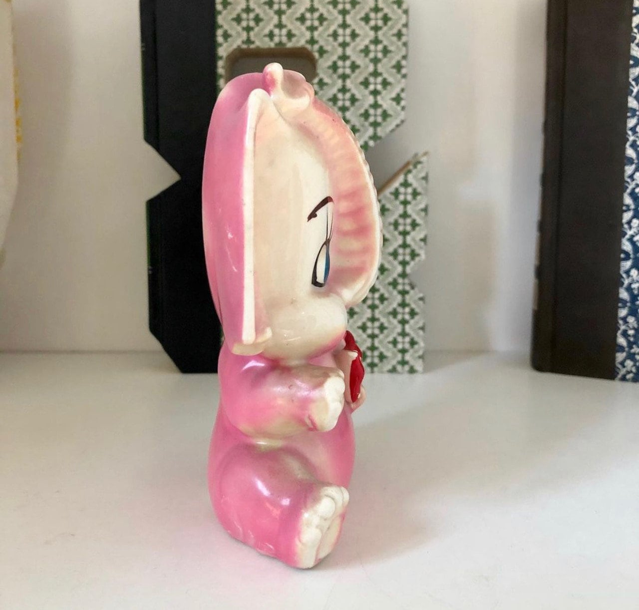 Flat Faced Red Bowtie Pink Elephant Figurine/arnart Red Bow Tie ...