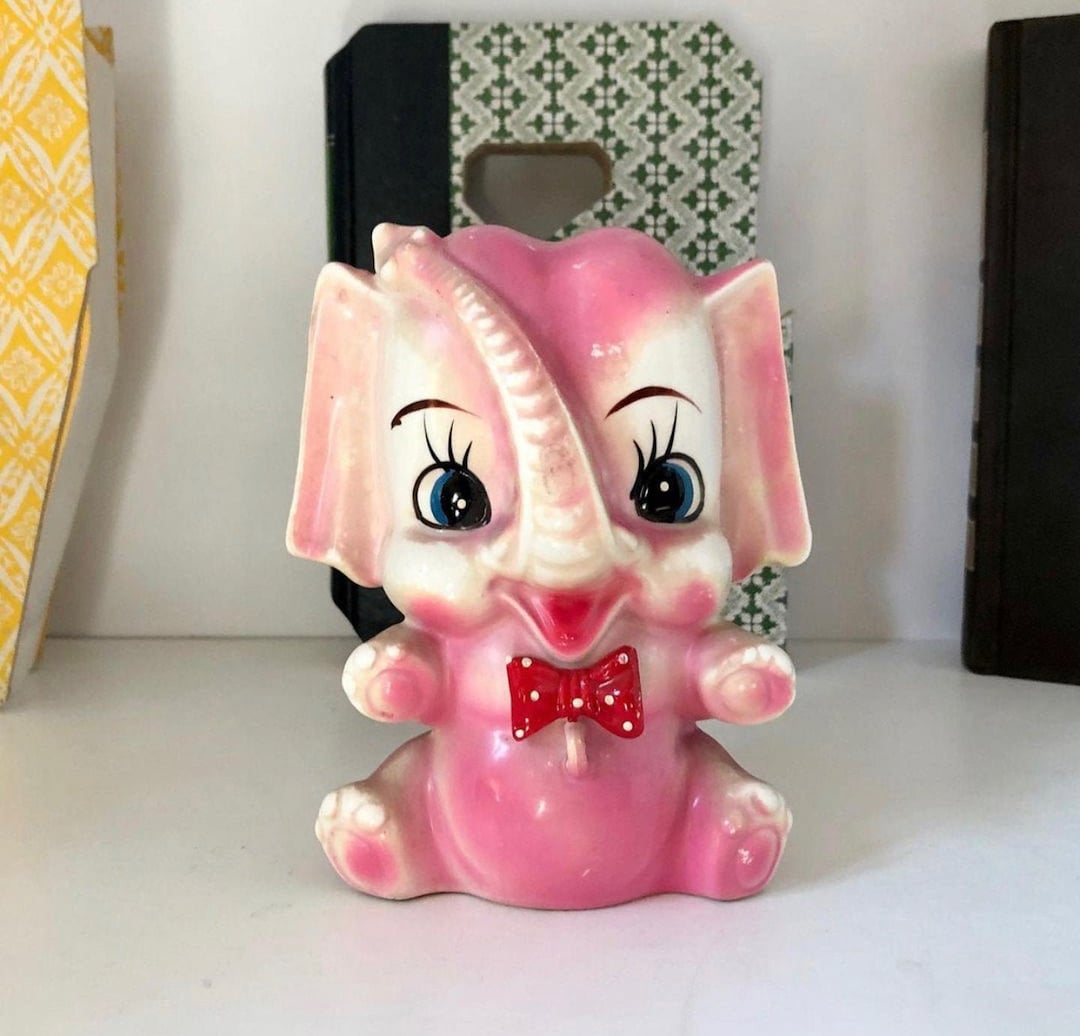 Flat Faced Red Bowtie Pink Elephant Figurine/arnart Red Bow Tie ...