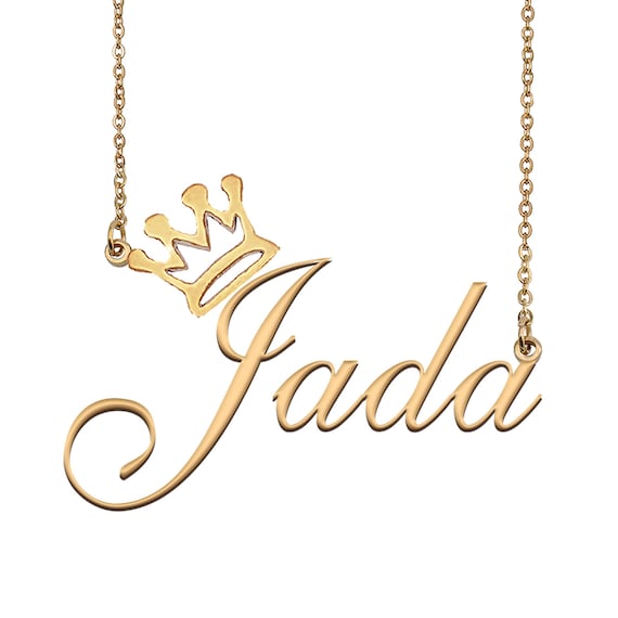 Jada Name Necklace With Crown Name Necklace Gold Custom Name | Etsy