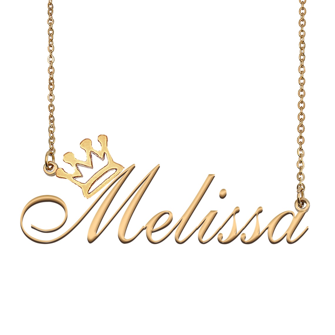 Melissa Name Necklace With Crown Name Necklace Gold Custom - Etsy