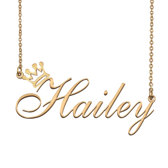 Hailey Name Necklace With Crown Name Necklace Gold Custom | Etsy