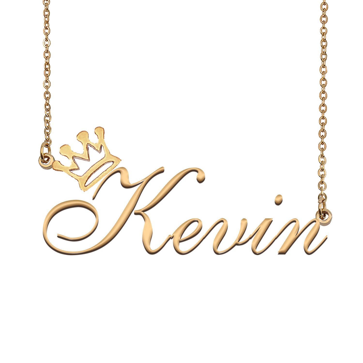 Kevin Name Necklace With Crown Name Necklace Gold Custom - Etsy