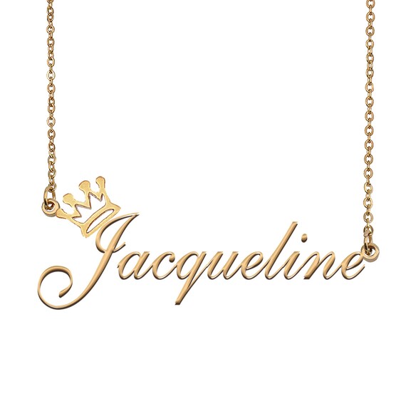 Jacqueline Name Necklace With Crown Name Necklace Gold | Etsy