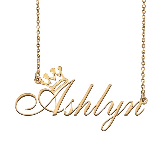 Ashlyn Name Necklace With Crown Name Necklace Gold Custom | Etsy