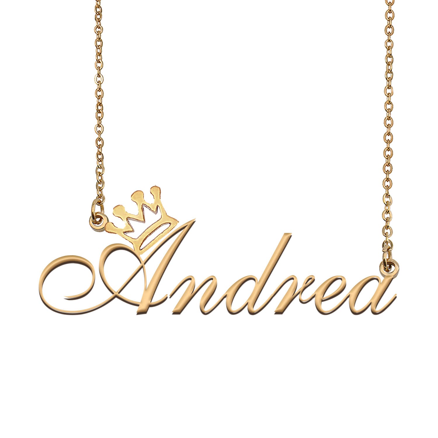 Andrea Name Necklace With Crown Name Necklace Gold Custom | Etsy