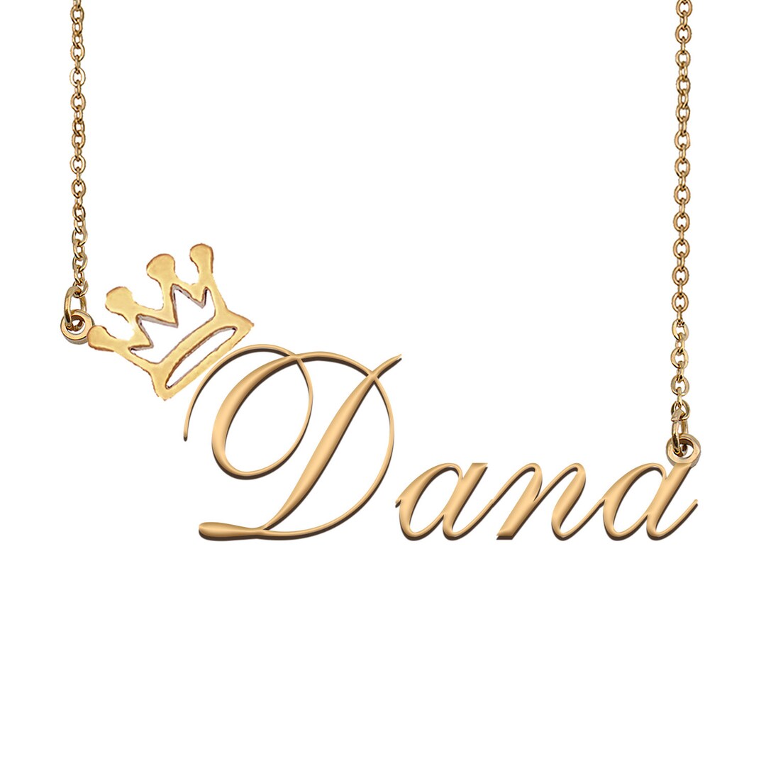 Dana Name Necklace With Crown, Name Necklace Gold, Custom Name Necklace ...
