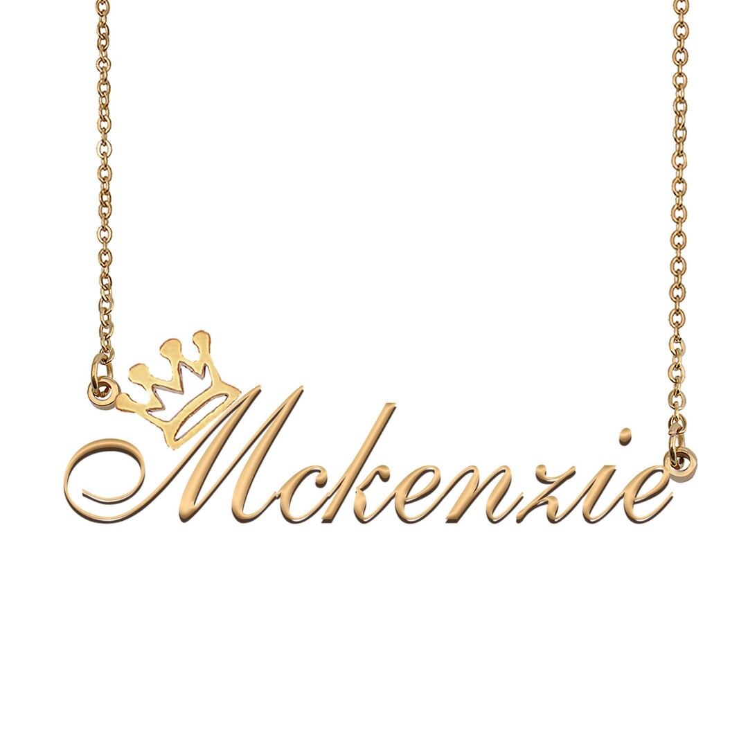 Mckenzie Name Necklace With Crown, Name Necklace Gold, Custom Name ...