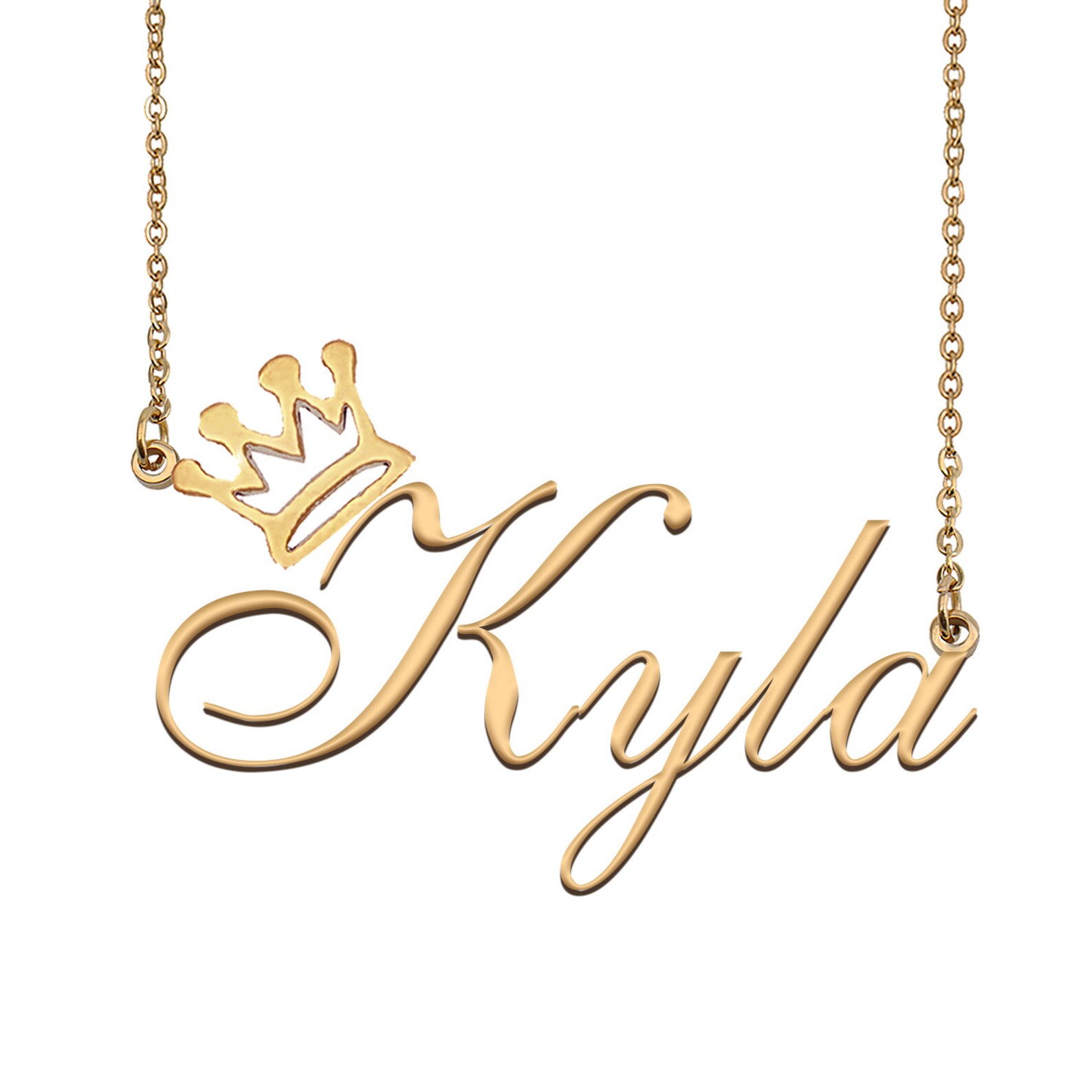 Kyla Name Necklace with Crown Name Necklace Gold Custom Name | Etsy