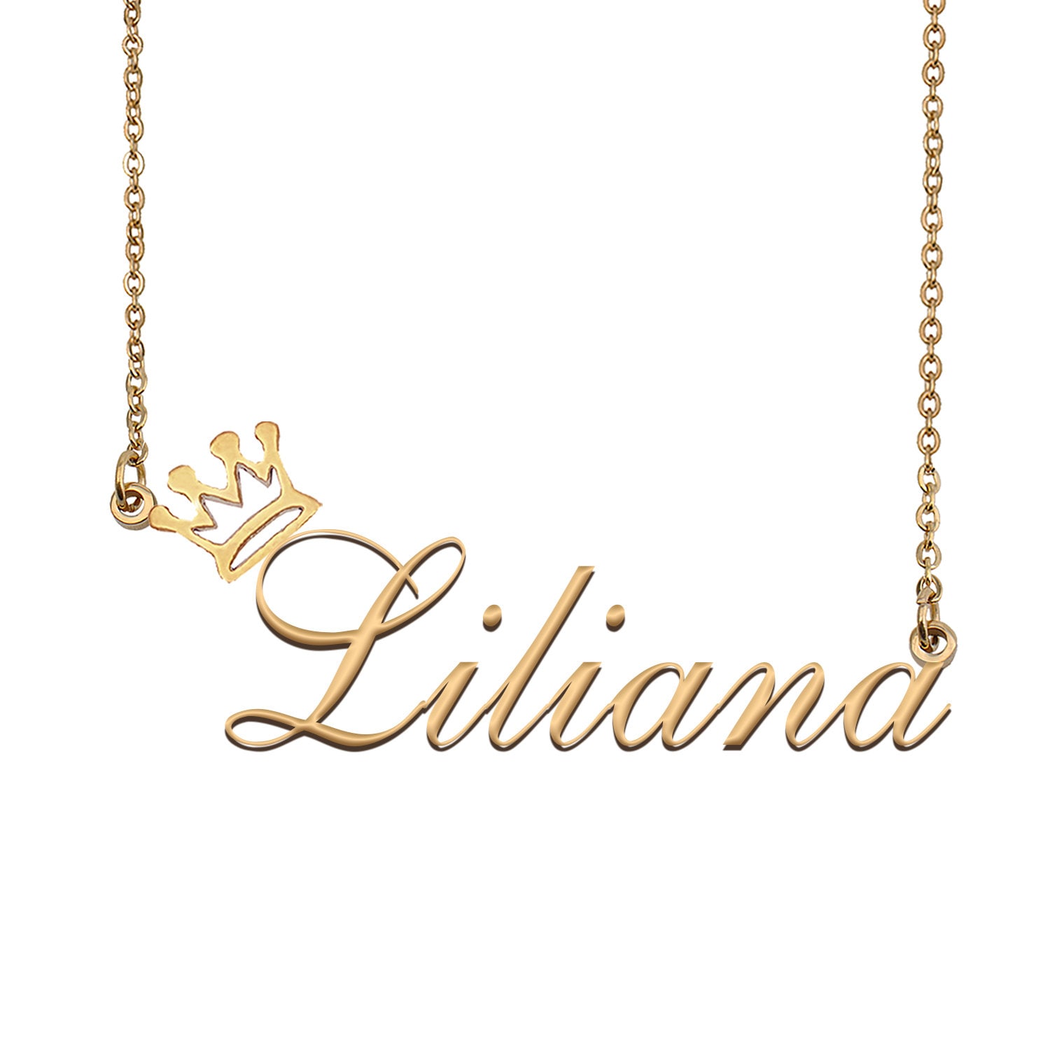 Liliana Name Necklace With Crown Name Necklace Gold Custom | Etsy
