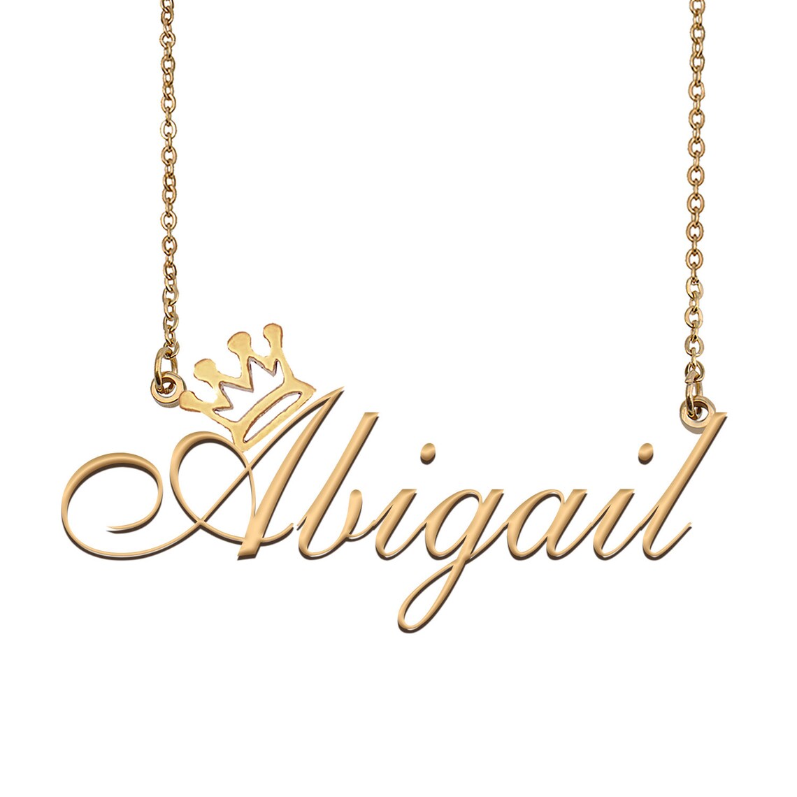 Abigail Name Necklace With Crown Name Necklace Gold Custom | Etsy