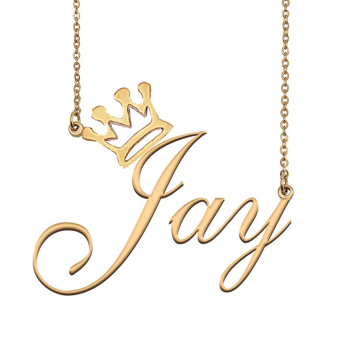 Jay Name Necklace with Crown Name Necklace Gold Custom Name | Etsy