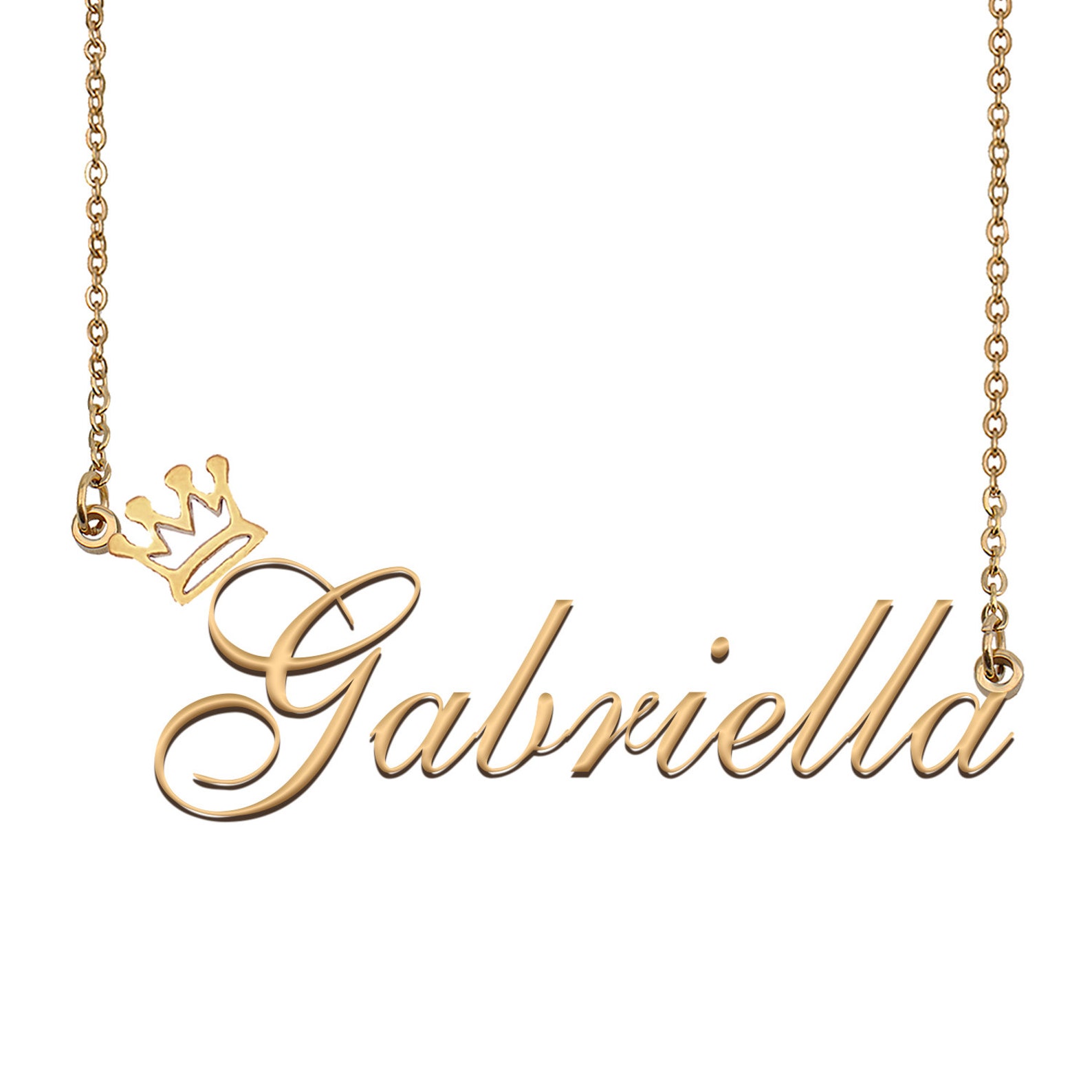 Gabriella Name Necklace With Crown Name Necklace Gold Custom - Etsy